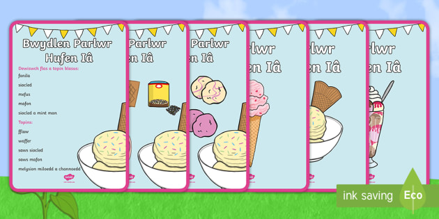 Posteri Bwydlen Parlwr Hufen Iâ (Teacher-Made)