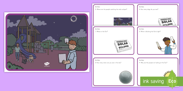 Solar Eclipse Scene and Question Cards (teacher made)