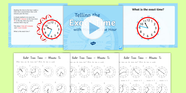 Telling the Time Exact Minutes to Task Setter Differentiated Lesson ...