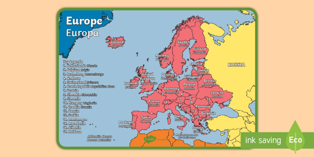 Geography Continents of the World Europe Display Posters English/Italian