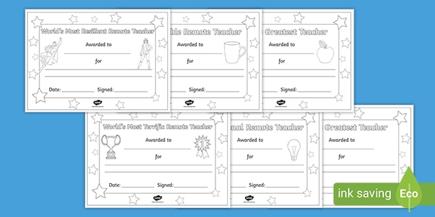 Year 5-6 Remote Learning Teacher Certificates (teacher made)