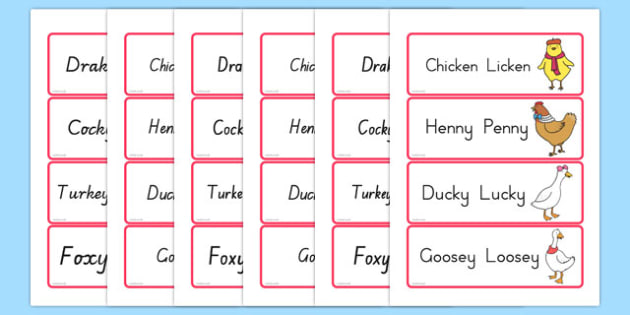 Chicken Licken Word Cards (teacher made)