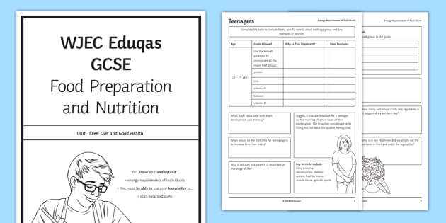 GCSE Food Preparation and Nutrition Unit 3: Diet and Good Health Revision