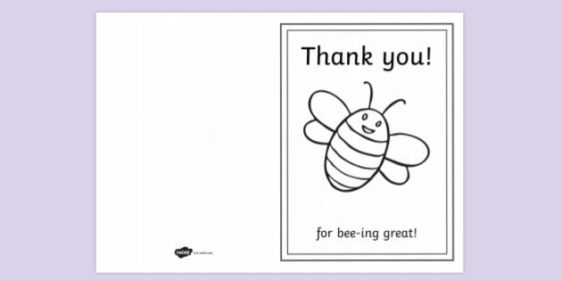 Bee Minibeast Thank You Card Colouring Activity | Printable