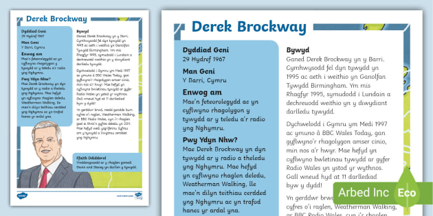 Ffeil Ffeithiau Derek Brockway (teacher made)
