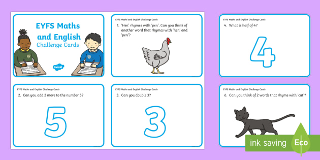 EYFS Maths and English Challenge Cards