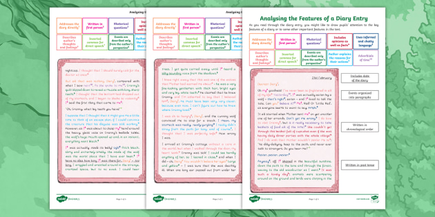 Analysing Features Of A Diary Entry Primary Resources KS2