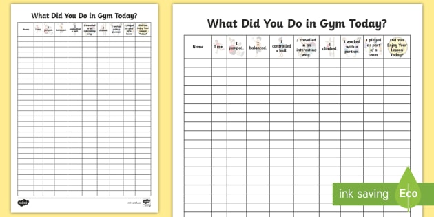 What Did We Do in Gym Today? Editable Record