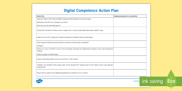 Digital Competence Action Plan Planning Template