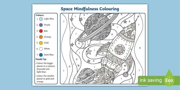 FREE! - Space Colour by Number Mindfulness Colouring