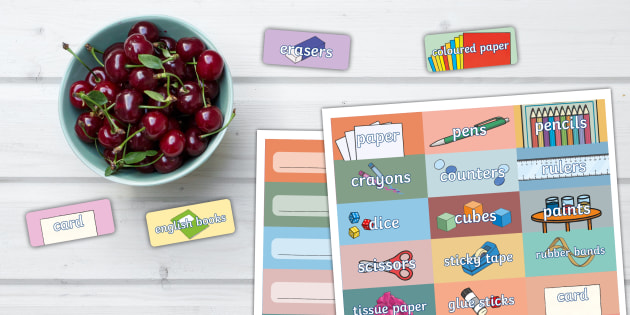 Classroom Storage Cupboard Labels - Rectangle Printable Stickers - Neutral