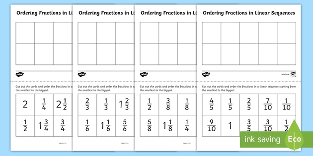 Ordering Fractions in Linear Sequences Activity