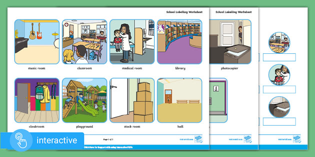 School Labelling Worksheet - Interactive EAL Activity