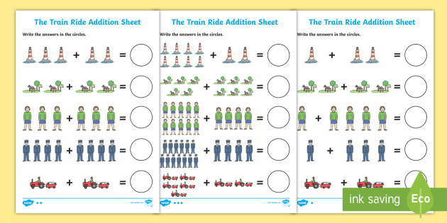 The Train Ride Addition Sheet (teacher made)