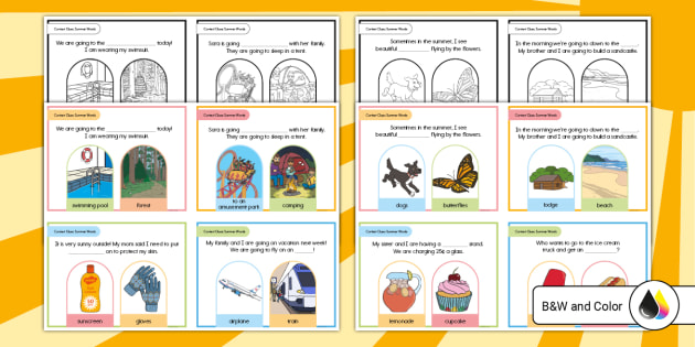 Context Clues: Summer Words Challenge Cards (teacher made)