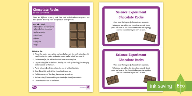 KS1 Chocolate Rocks Science Experiment and Prompt Card