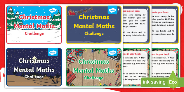 Christmas Mental Maths Challenge Cards (teacher made)