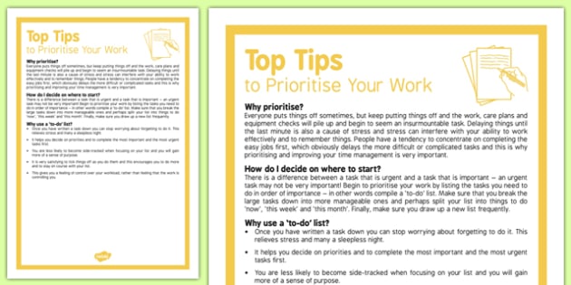Care Staff Top Tips How to Prioritize Your Work