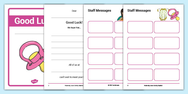 Maternity Leave Pink Activity Booklet (teacher made)