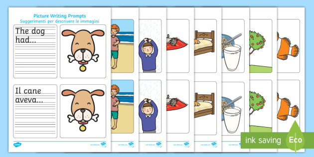 Simple Sentence Writing Stimulus Picture English/Italian - Simple Sentence