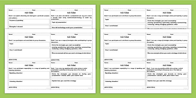 Speaking and Listening Exit Tickets Yr 6 (teacher made)
