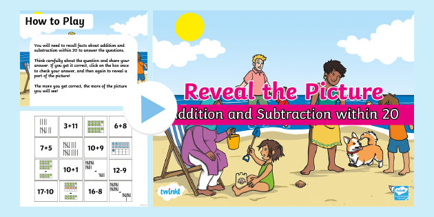 Reveal the Picture (Addition and Subtraction within 20) Family Theme
