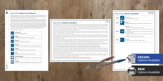 Rapid Reads Nelson Mandela Reading Comprehension