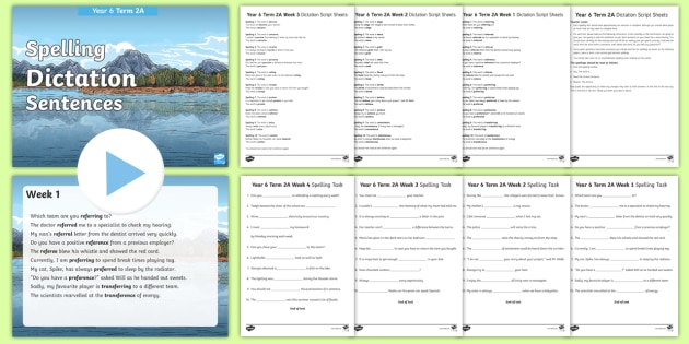 Year 6 Term 2A Spelling Dictation Sentences Activity Pack