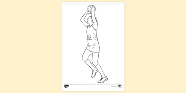 FREE! - Netball Player Shooting Colouring | Colouring Sheets