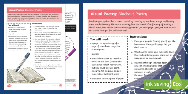 Visual Poetry: Blackout Poetry (teacher made)