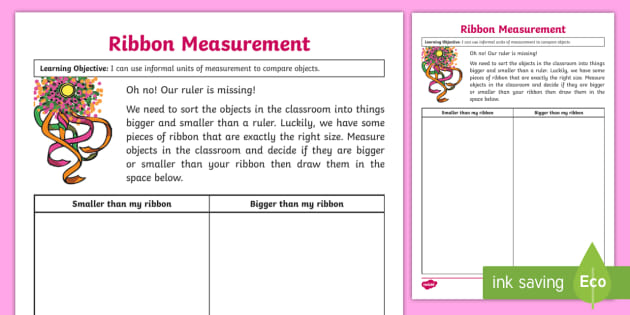 Ribbon Measurement Worksheet