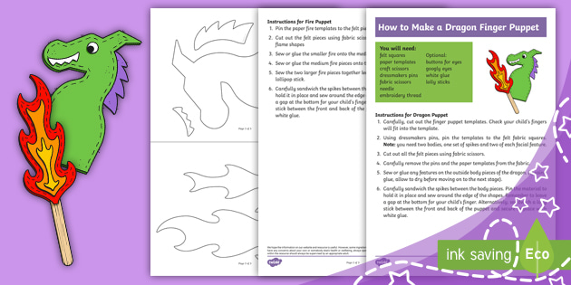 How To Make Simple Finger Puppets Fire Breathing Dragon