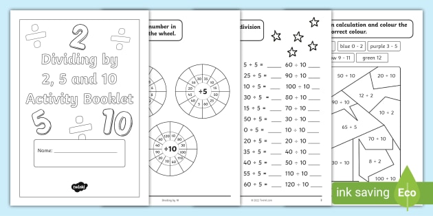 Dividing by 2, 5 and 10 Activity Booklet (teacher made)