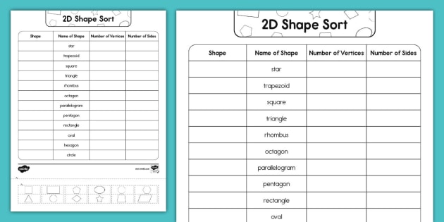 Attributes Worksheet Year 2 Maths: Attributes Of 2D Shapes Worksheets