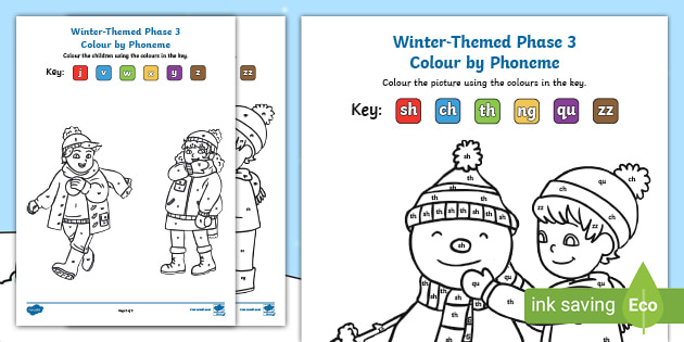 Winter-Themed Colour by Phoneme Activity (teacher made)