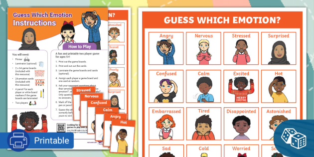 Guess Who Emotions Game for Emotional Literacy Activities