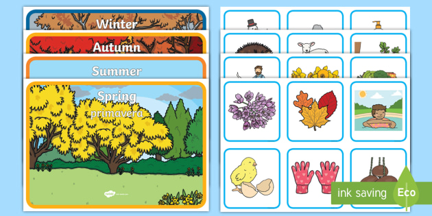 Seasons' Sorting Activity English/Spanish