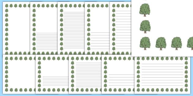 National tree week - Willow tree-themed page borders - KS2