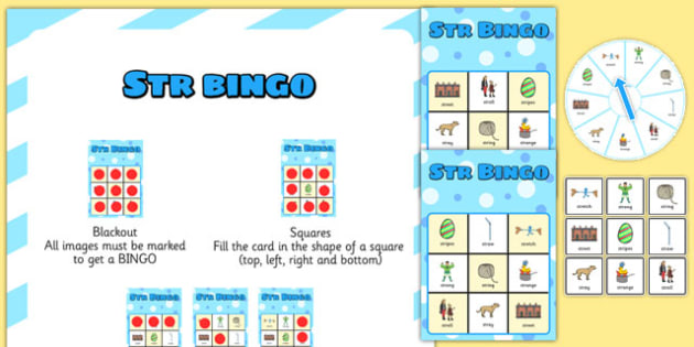 STR Spinner Bingo -speech sounds, phonology, articulation, speech therapy,