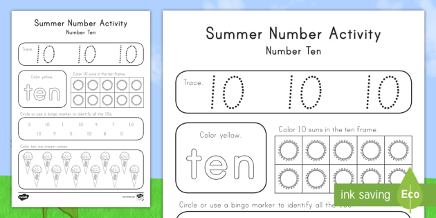 Summer Number Ten Worksheet / Worksheet - Summer, summer season, first ...