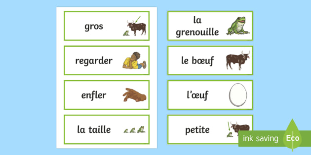The Frog and the Ox Word Cards French