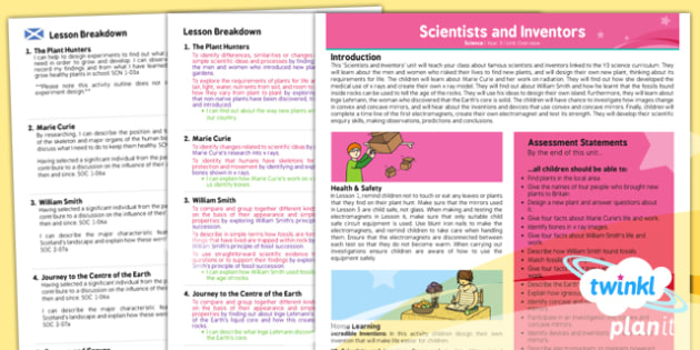 Science: Scientists and Inventors Year 3 Planning Overview CfE