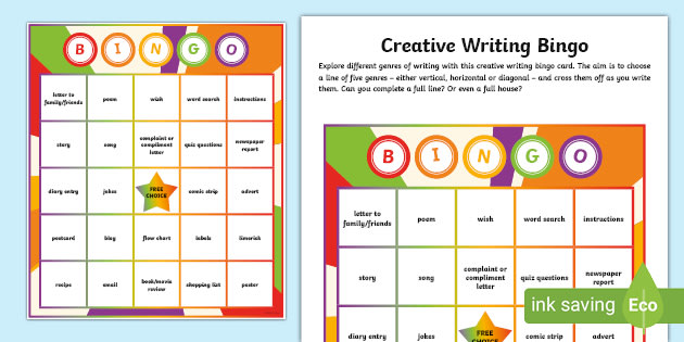 Creative Writing Bingo