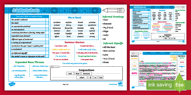 KS1 A Letter to Santa Knowledge Organiser