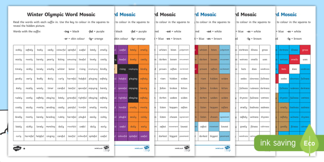 Winter Olympics Phase 6 Phonics Mosaic Worksheet / Activity Sheets - Korea