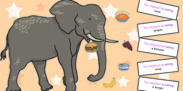 Feed the Elephant Sentence Activity (teacher made)