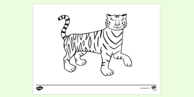 Cute Tiger Colouring | Colouring Sheets