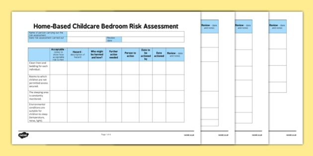 Home-Based Childcare Bedroom Risk Assessment (teacher made)