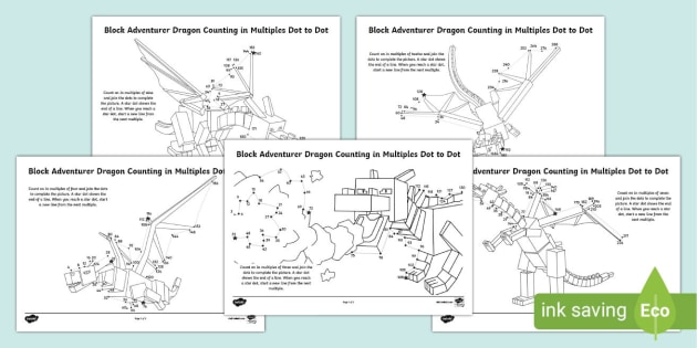 👉 KS2 Block Adventurer Dragon Counting in Multiples Dot to Dot