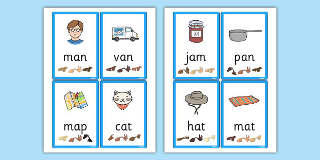 CVC Flash Cards with British Sign Language 'a'